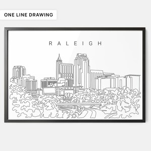 Framed Raleigh Skyline Art Print Raleigh NC Wall Art With Skyline One ...