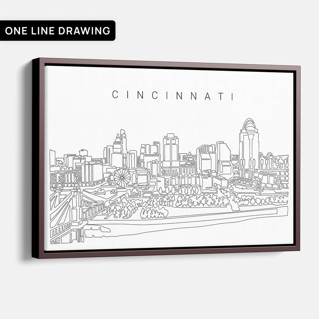 Cincinnati Canvas Print Cincinnati Wall Art With Continuous Line Art of ...