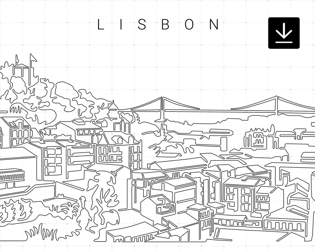 Lisbon Skyline Printable Wall Art Lisbon Portugal Digital - Etsy