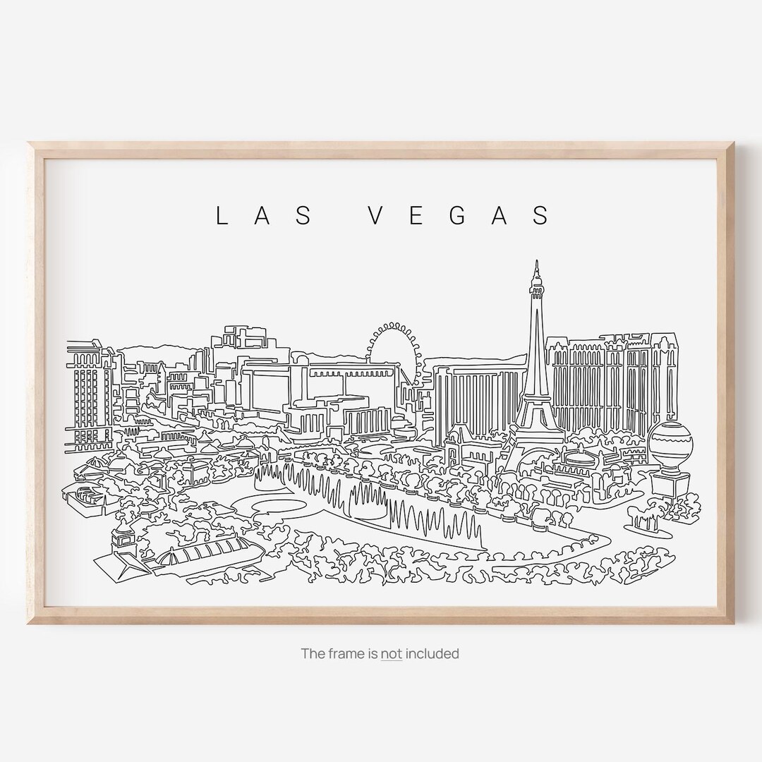 Las Vegas Skyline Art Print - Las Vegas Wall Art With One Line Drawing ...