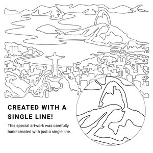Rio De Janeiro Printable Wall Art - Rio De Janeiro Skyline Single Line ...