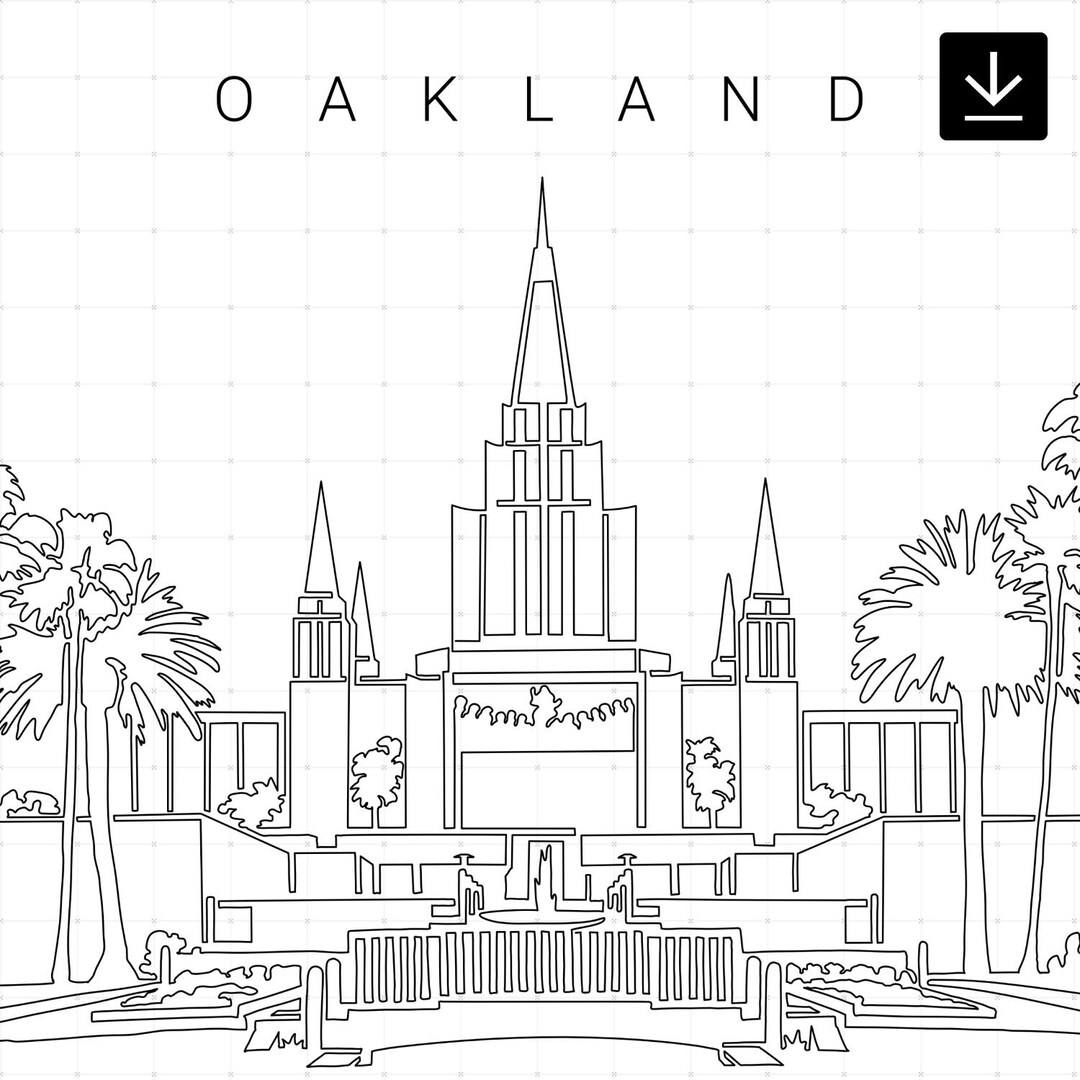 Oakland California Printable Wall Art - Oakland Temple as Single Line ...
