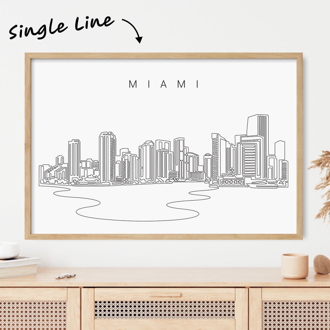 Framed Miami Wall Art - Miami Skyline Art Print - Miami Poster With ...