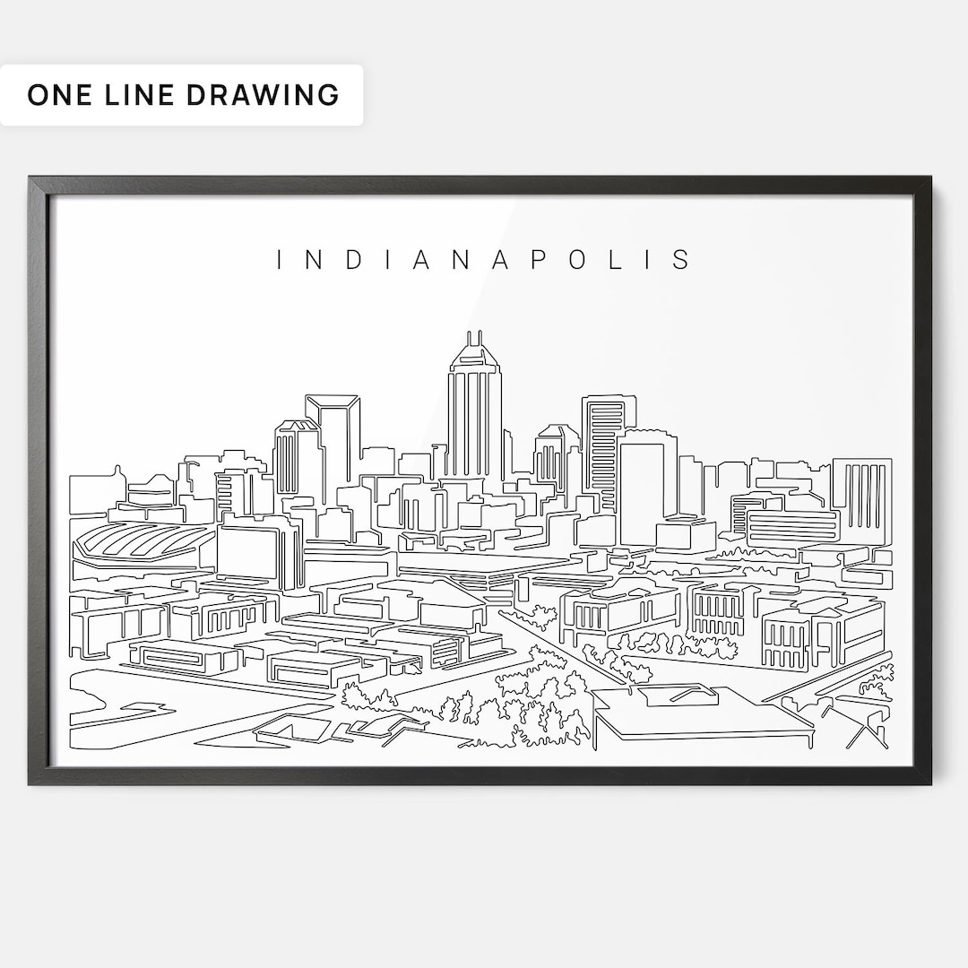 Framed Indianapolis Skyline Art Print Indianapolis Wall Art With ...