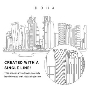 Doha Printable Wall Art - Doha Skyline Single Line Art - Digital ...