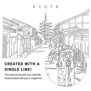 Kyoto Japan Printable Wall Art - Kyoto Hokan-ji Temple as Single Line ...