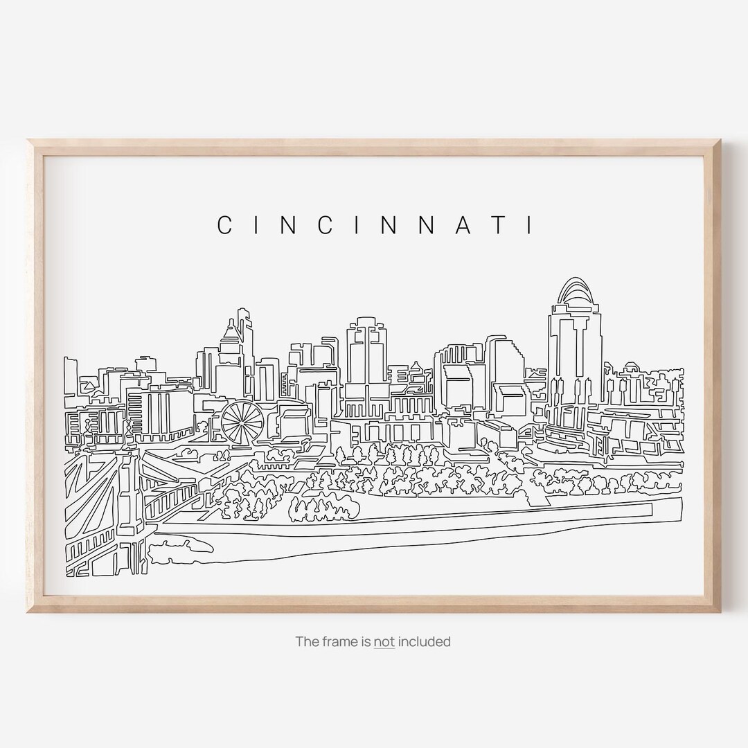 Cincinnati Art Print - Cincinnati Ohio Poster With Skyline as One Line ...