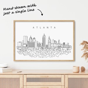Atlanta Skyline Wall Art Atlanta Art Print With One Line Drawing ...