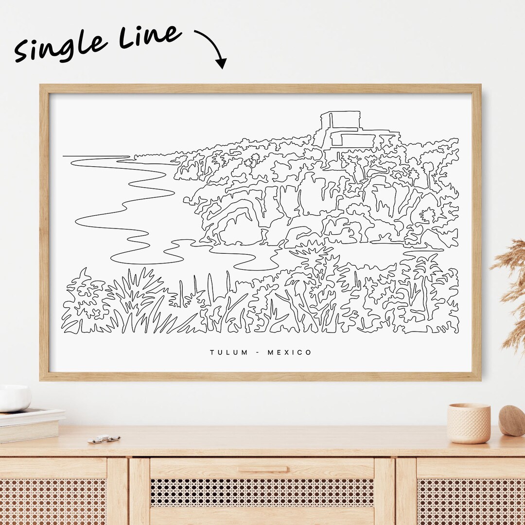 Framed Tulum Mexico Art Print - Mexico Poster With the Tulum Beach as ...