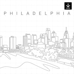 Philadelphia Printable Wall Art - Philadelphia Cityscape Single Line ...