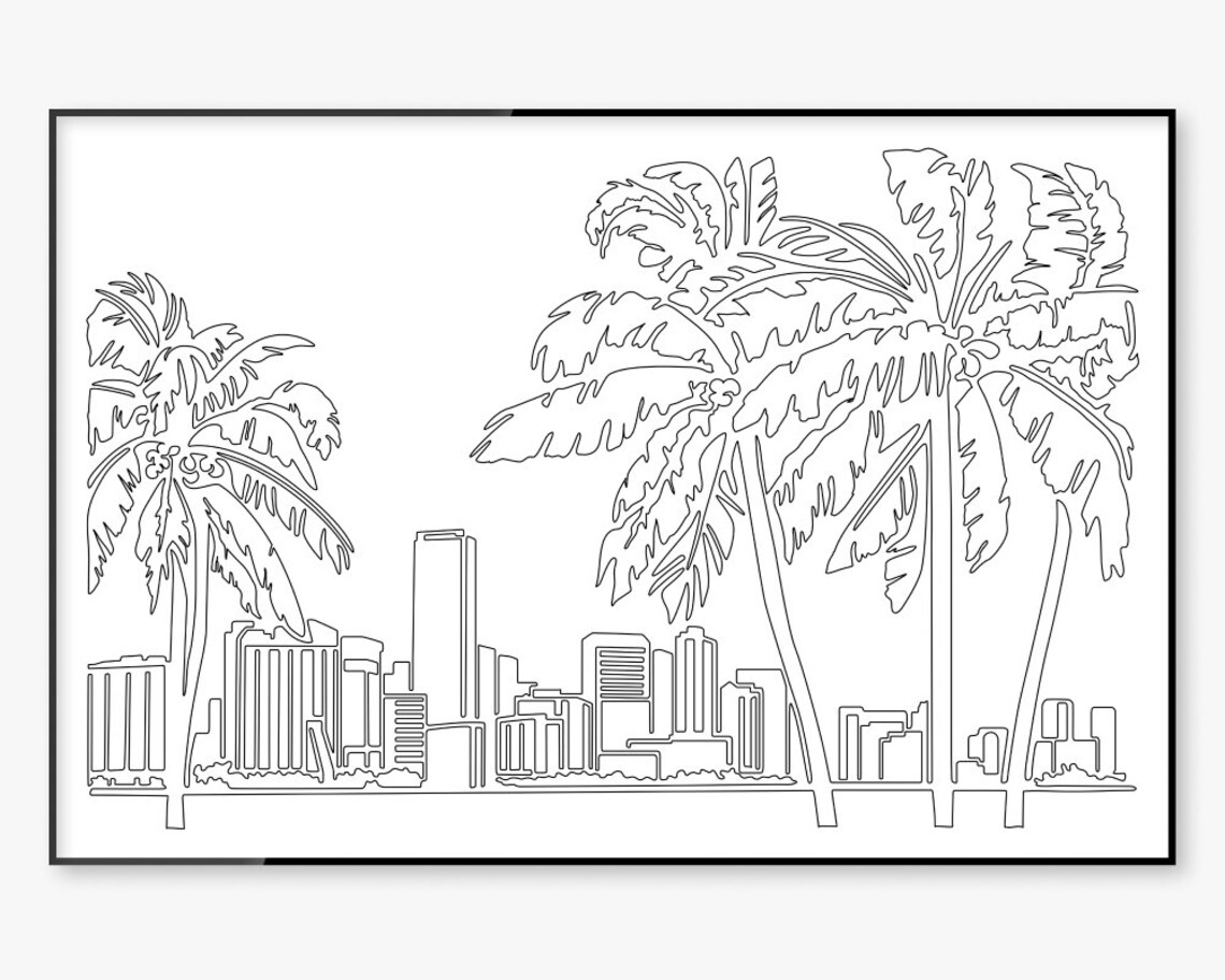 Miami Florida Poster Miami Art Print With Skyline as Single - Etsy