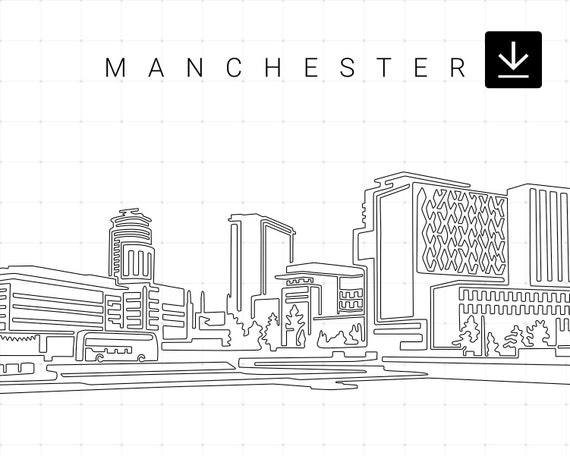 Manchester UK Printable Wall Art Manchester Skyline Digital - Etsy