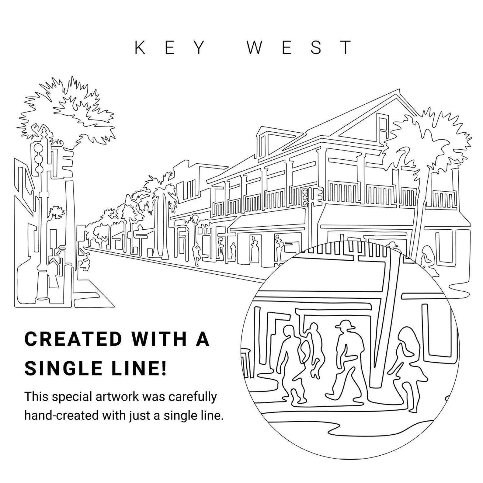 Key West Printable Wall Art - Key West Duval Street as Single Line Art ...