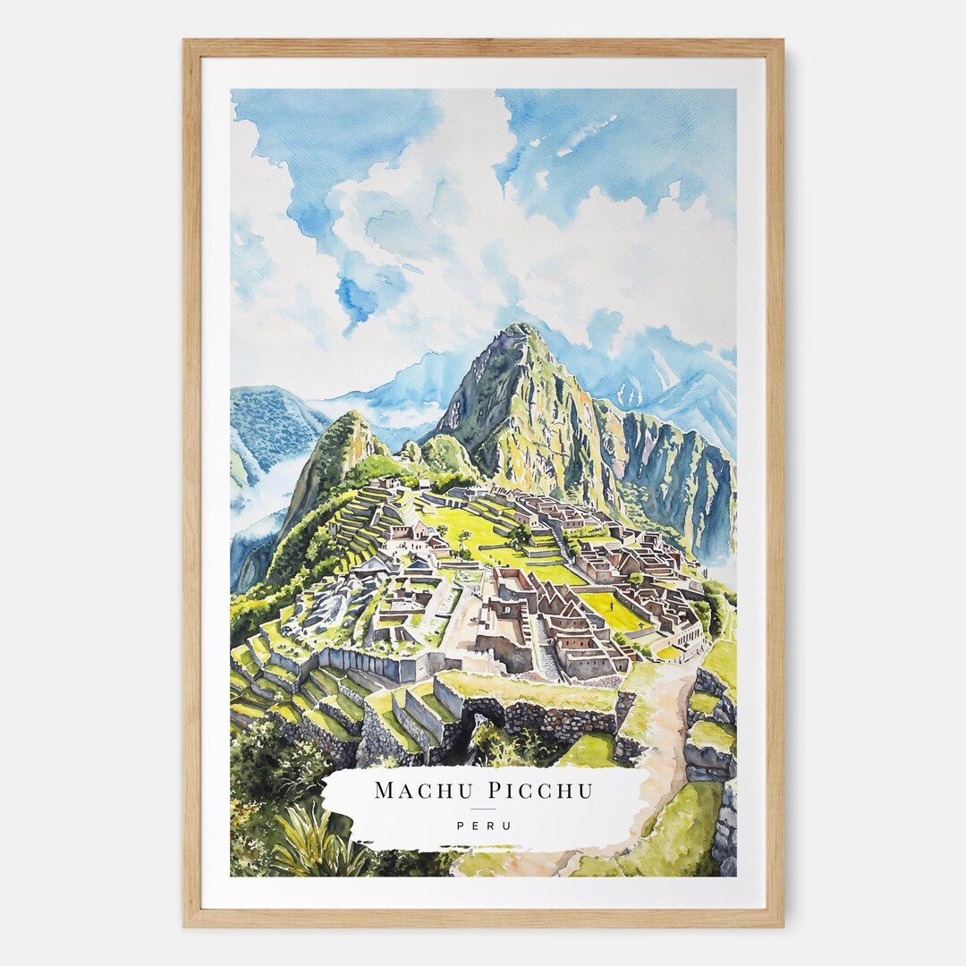 Machu Picchu Watercolor Art Print - Incan City Wall Art - Peru Travel ...