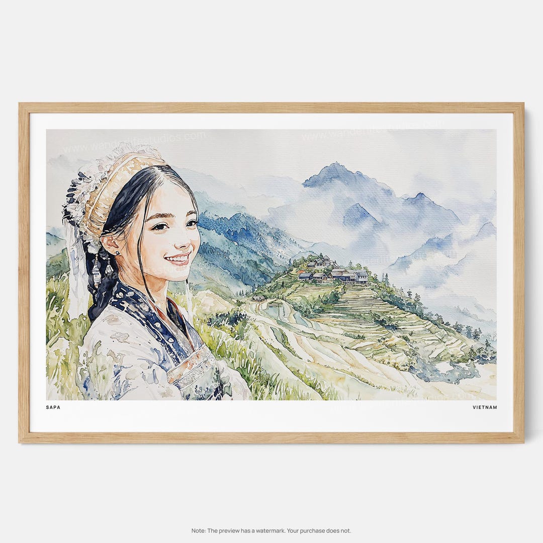 Hmong Woman in Sapa Vietnam Art Print – Watercolor Wall Art - Etsy