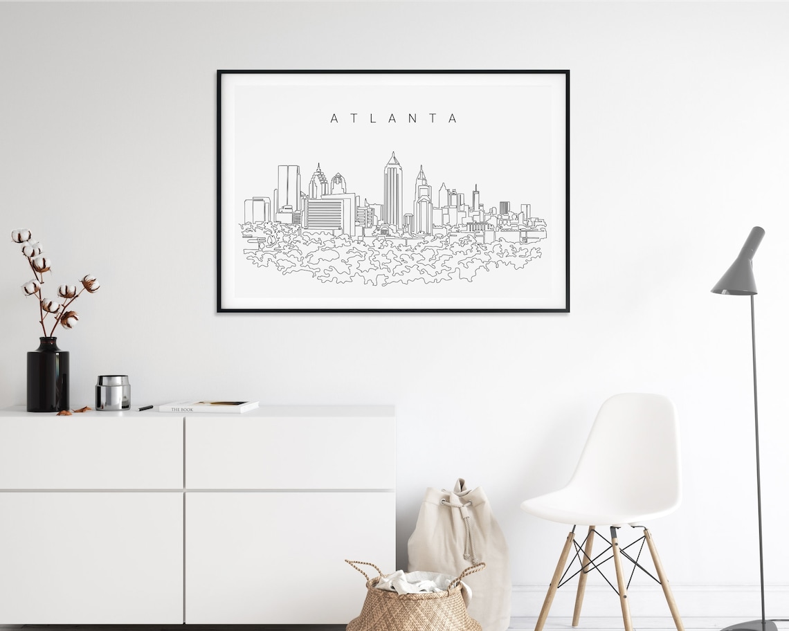 Atlanta Skyline Wall Art Atlanta Art Print with One Line | Etsy