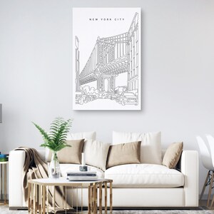 NYC Canvas Wall Art With Manhattan Bridge as One Line Drawing - Great ...