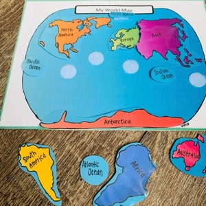 Printable Continent and Oceans Matching Game PDF - Etsy