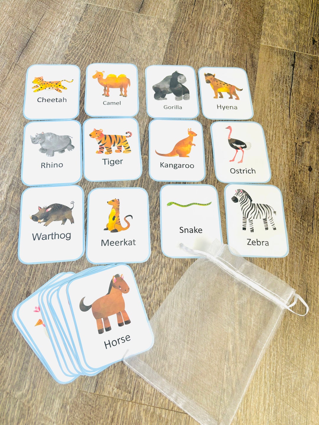 Animal Flashcards, Preschool Kindergarten Animal Learning Game - Etsy