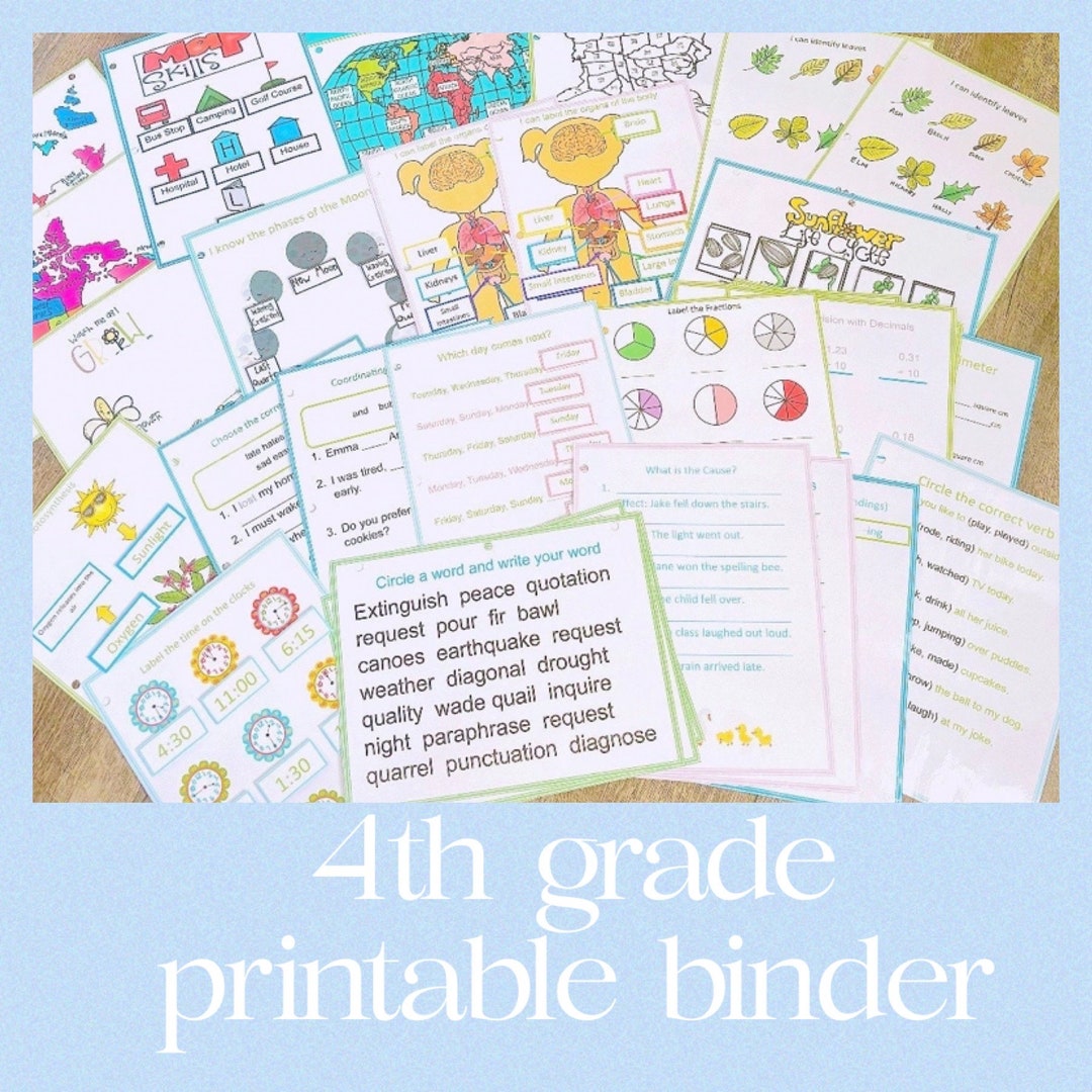 Fourth Grade Busy Binder, Printable Educational Games, 4th Grade ...
