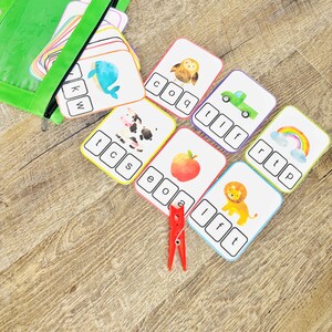 Alphabet Beginning Sounds Clip Cards: Preschool Phonics Game A-Z ...