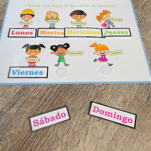Spanish Days of the Week, Days of the Week Matching Game, Kindergarten ...