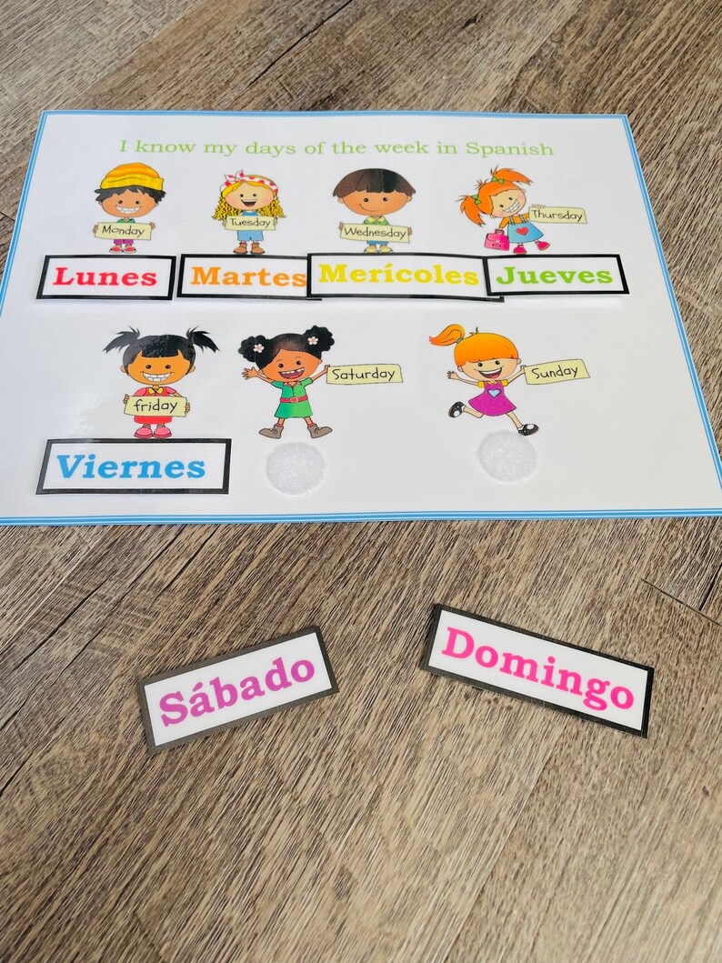 Spanish Days of the Week Days of the Week Matching Game - Etsy