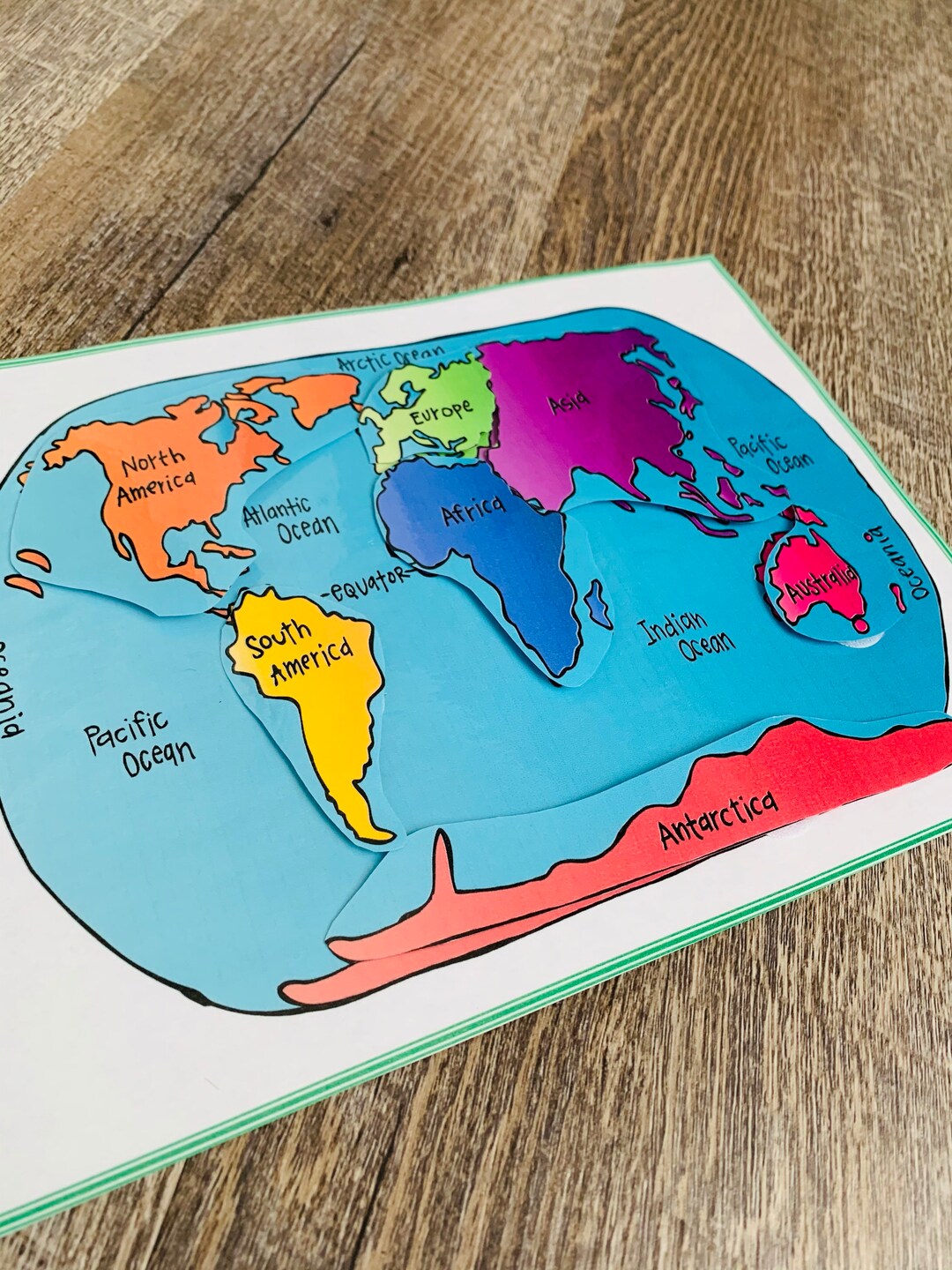 World Map Puzzle Game, Continents & Oceans, Geography Activity (digital ...