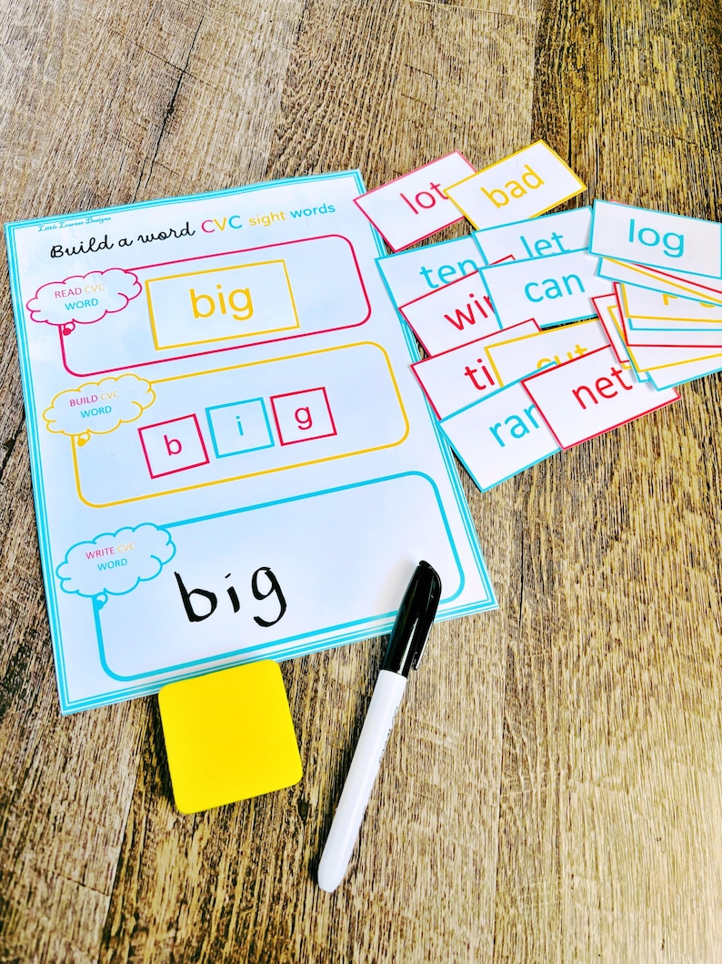 CVC Sight Words, Reading, Montessori Printable-preschool, Kindergarten ...