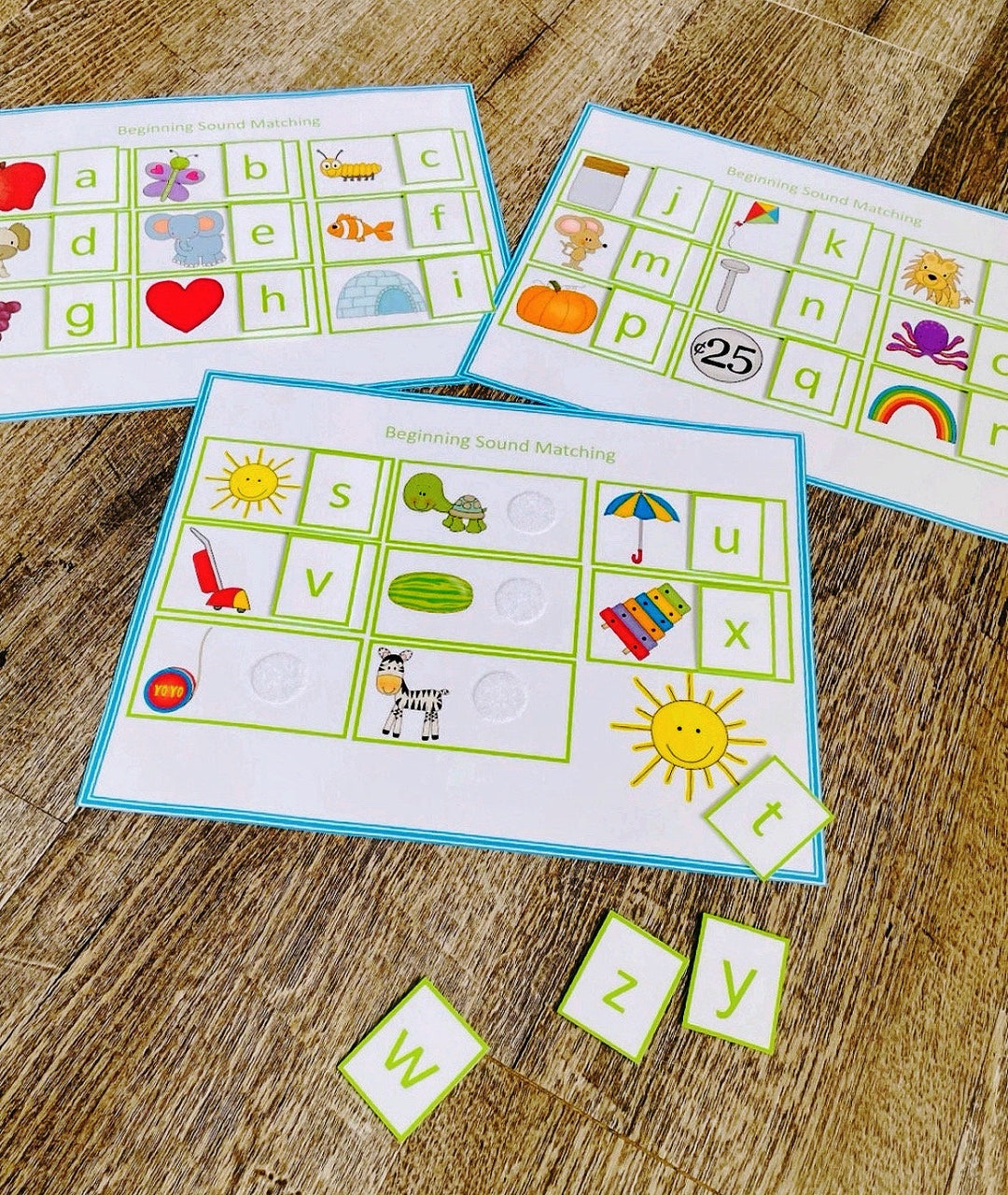 Beginning Sounds Game-letter Sounds-sounds Matching Game-preschool ...