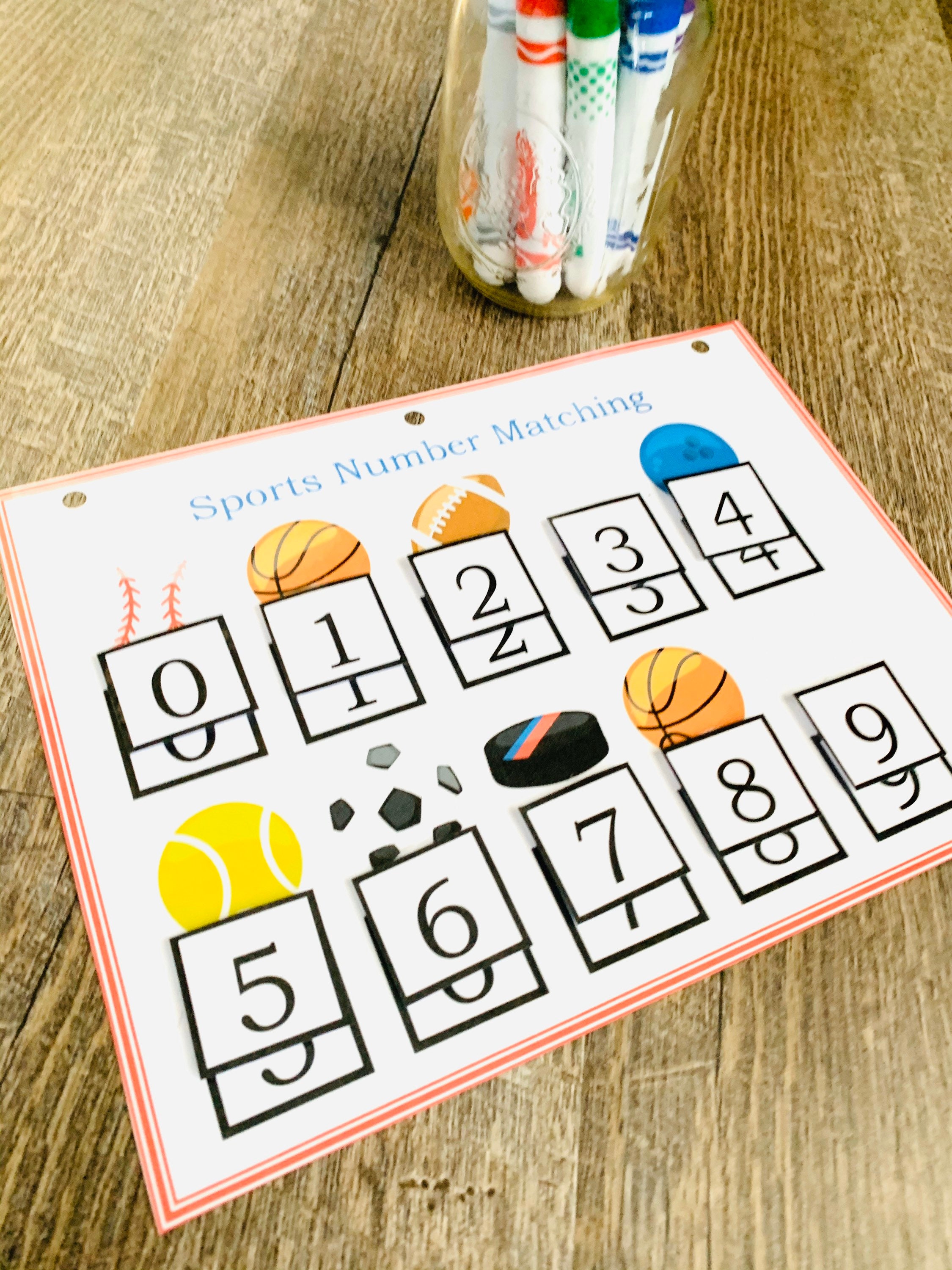 Sports number matching game Learning numbers Counting game | Etsy