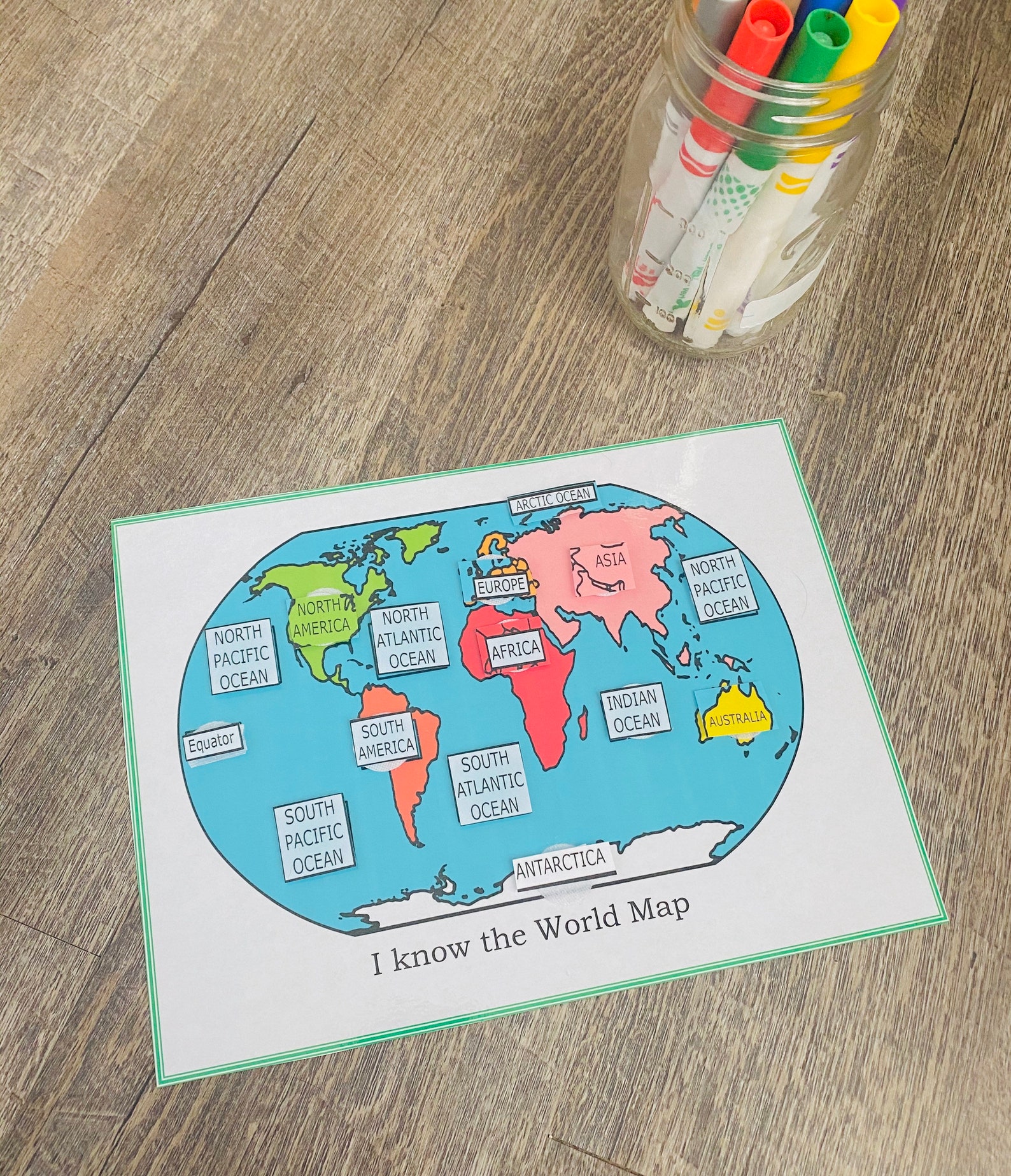 Learning about the world World map learning game matching | Etsy
