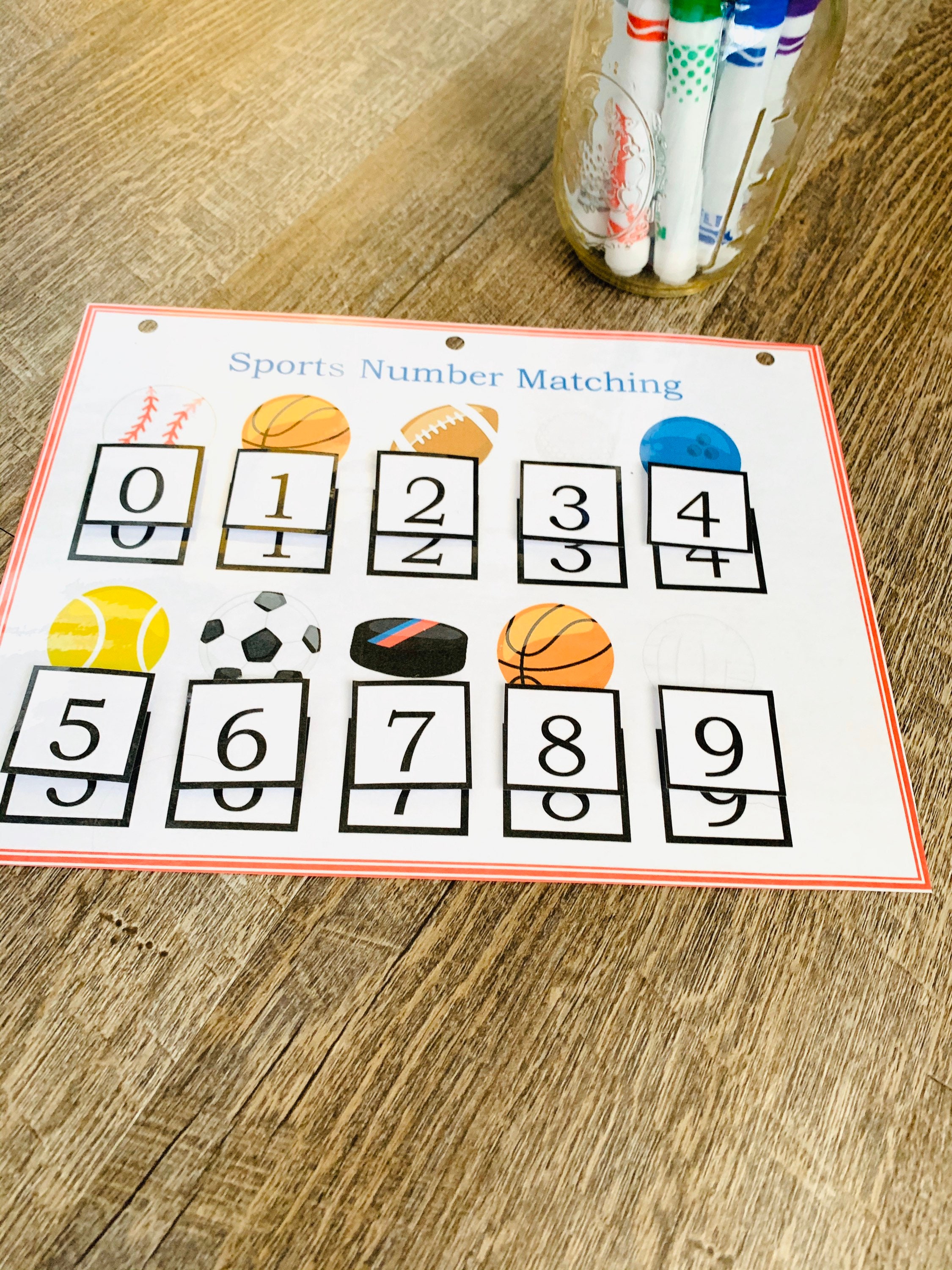 Sports number matching game Learning numbers Counting game | Etsy