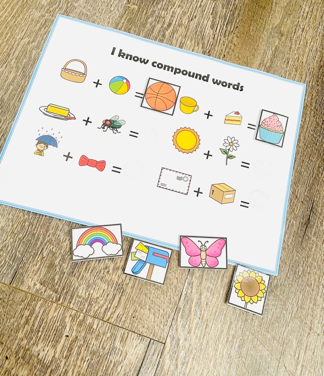 Compound Word Matching Game, Homeschool Game, Reading and Spelling Game ...