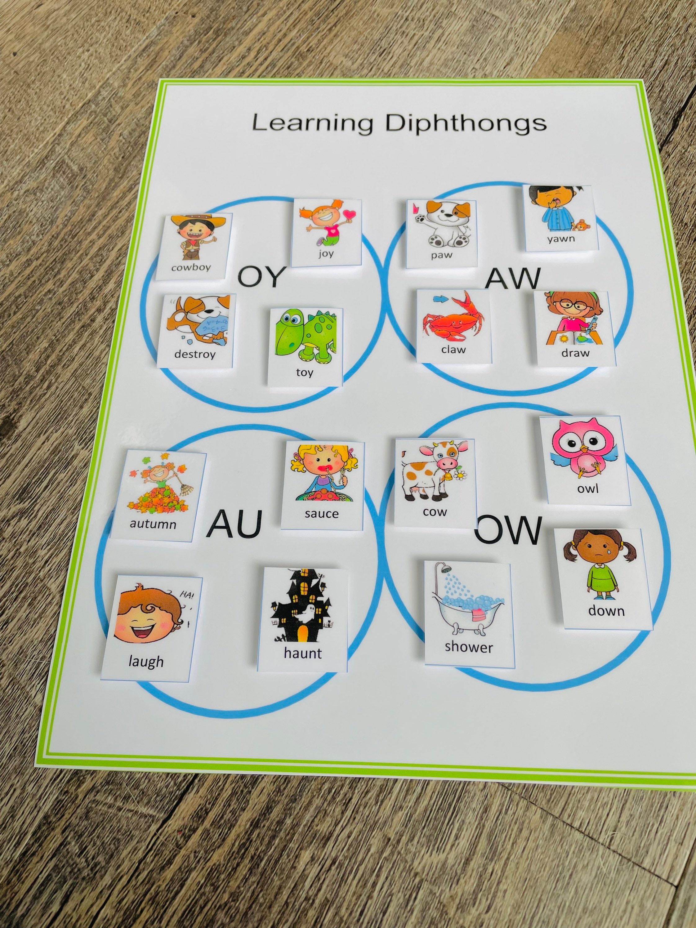 Diphthongs Matching Game, Homeschool Printable, Reading Game, Phonics ...