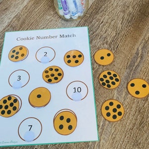 Cookie Counting Preschool Number Matching Game - Etsy