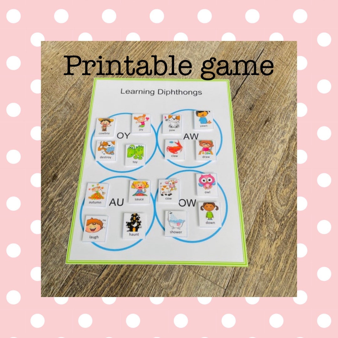 Diptongos Juego imprimible de educación en el hogar, Juego de ...