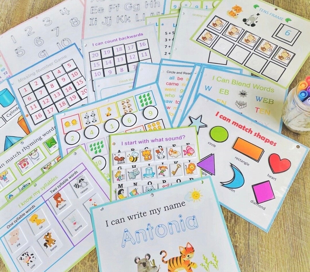 Kindergarten Prek Busy Book, Kindergarten Learning Binder, Phonics and ...