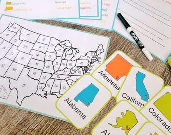 US States and Capitals Flashcards: Homeschool Geography (digital ...