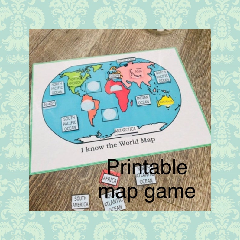 World Map Printable Homeschool Game Homeschool Geography - Etsy