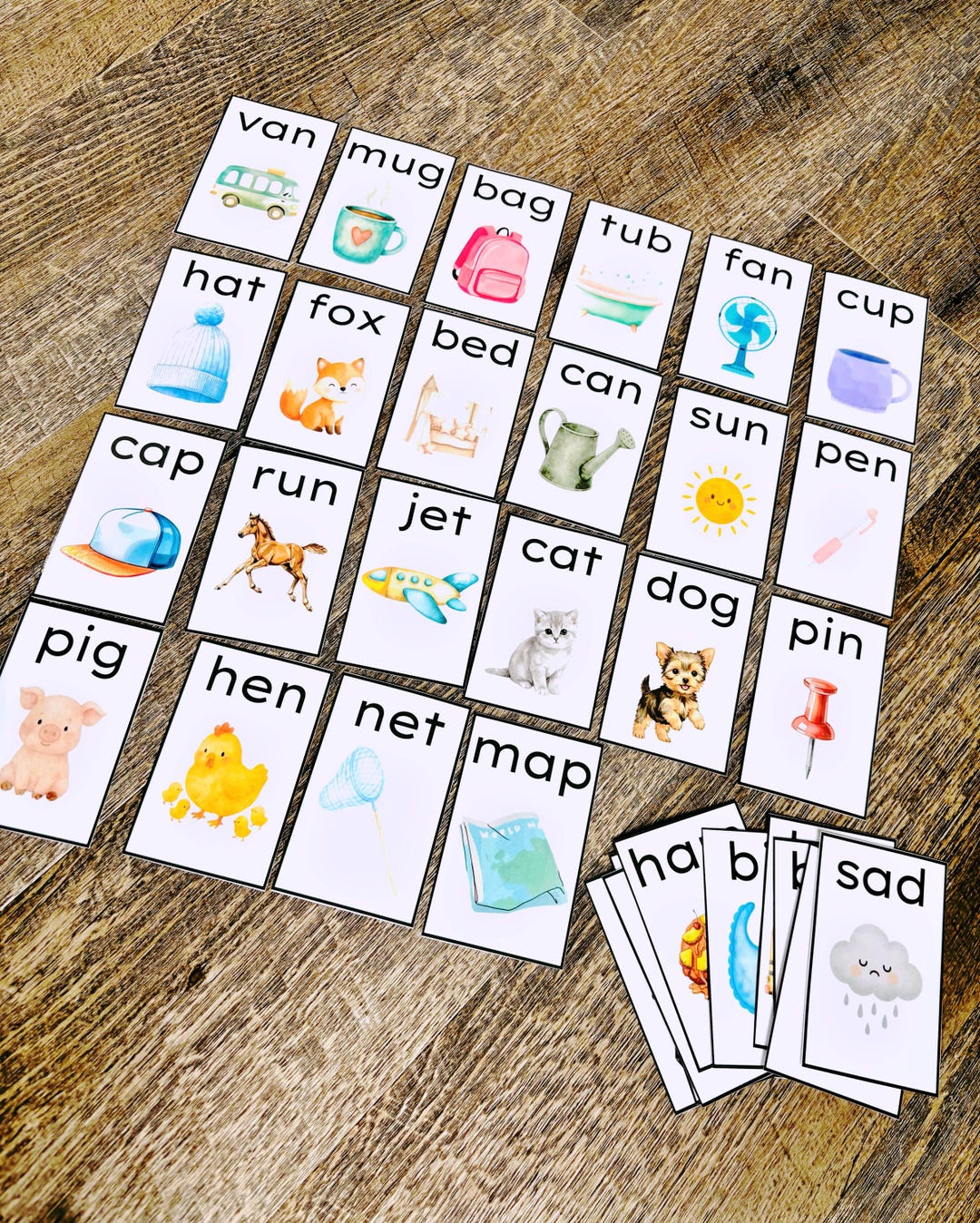 CVC Reading Flashcards, Learning to Read, Preschool Kindergarten Game ...
