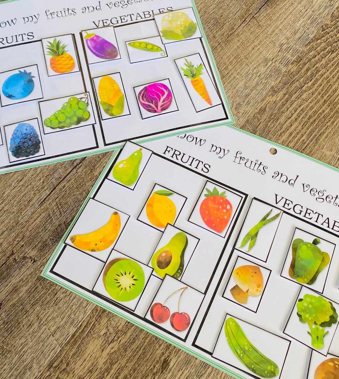 Fruit and Vegetable Matching Game - Etsy
