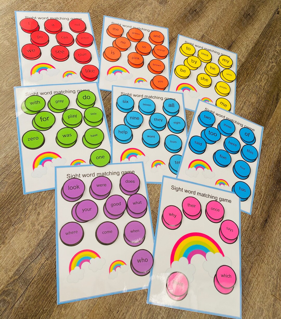 Sight Word Matching Game, Beginning Words, Learning to Read, First ...