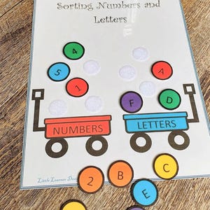 Alphabet Letters and Number Sorting Game: Preschool Learning - Etsy