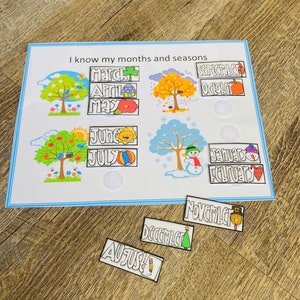 Months and Seasons Matching Game, Homeschool Morning Game, Learning ...
