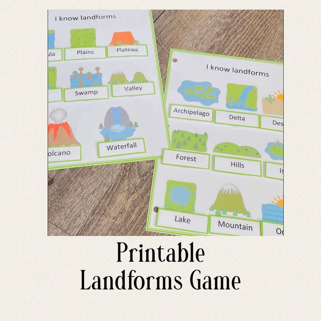 Landform Learning Game, Printable Geography Game, Homeschool Printable ...