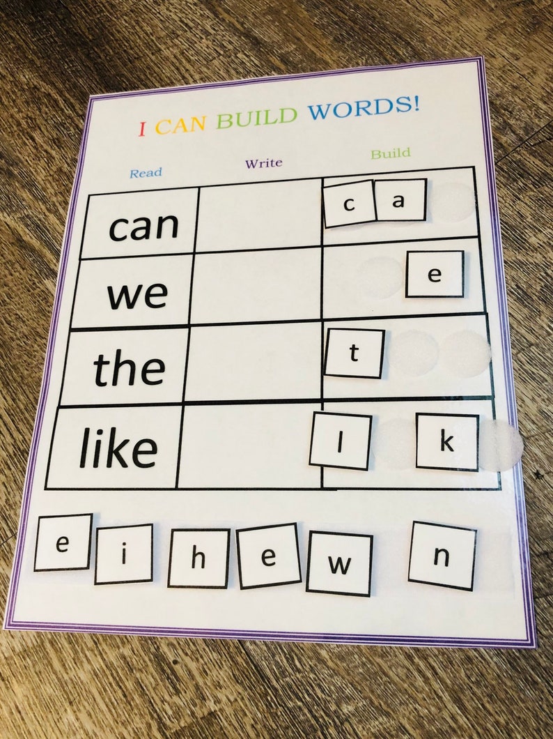Sight Word Spelling Worksheets
