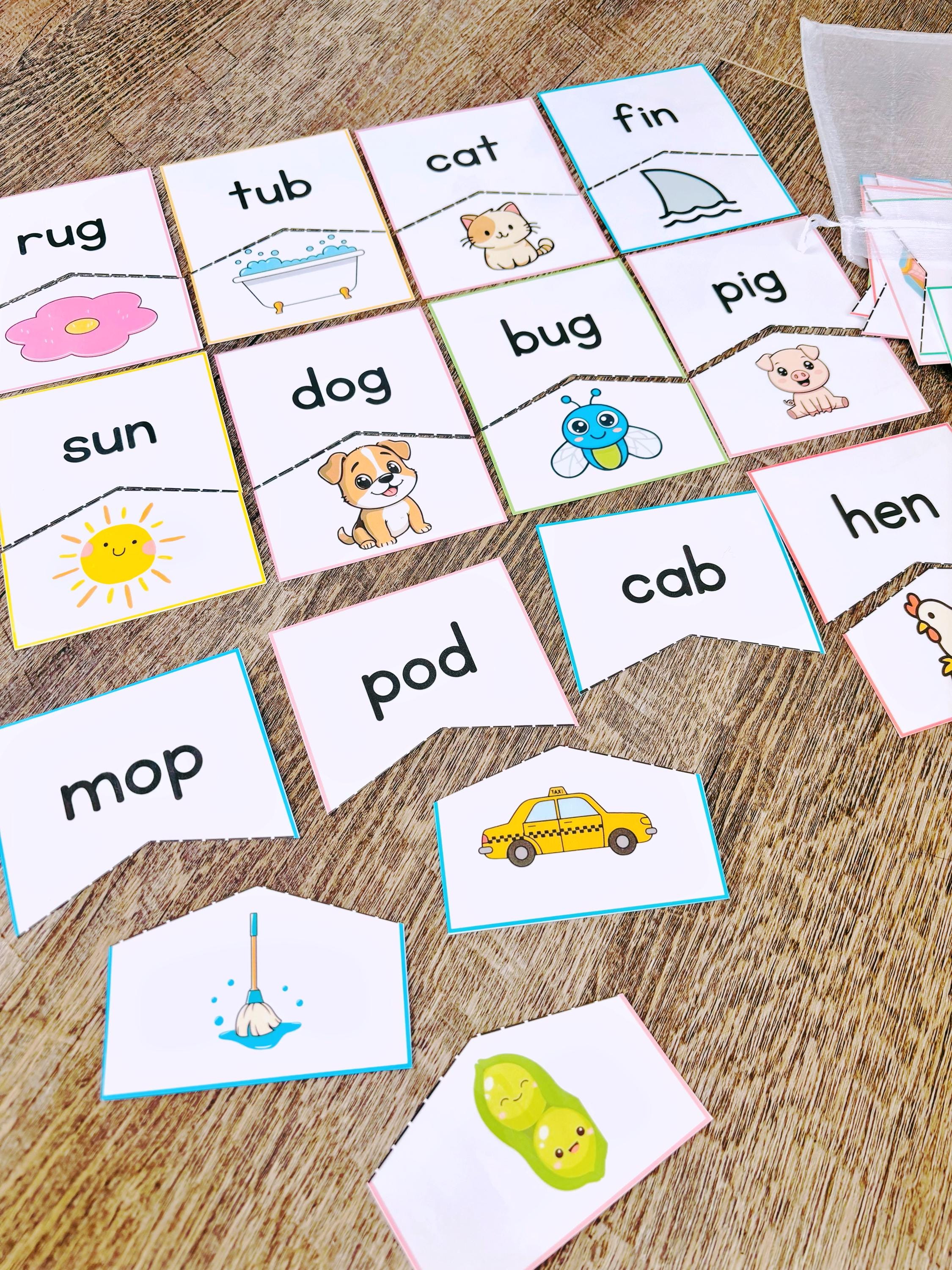 CVC Word Matching Game | Phonics Reading Activity | Preschool ...