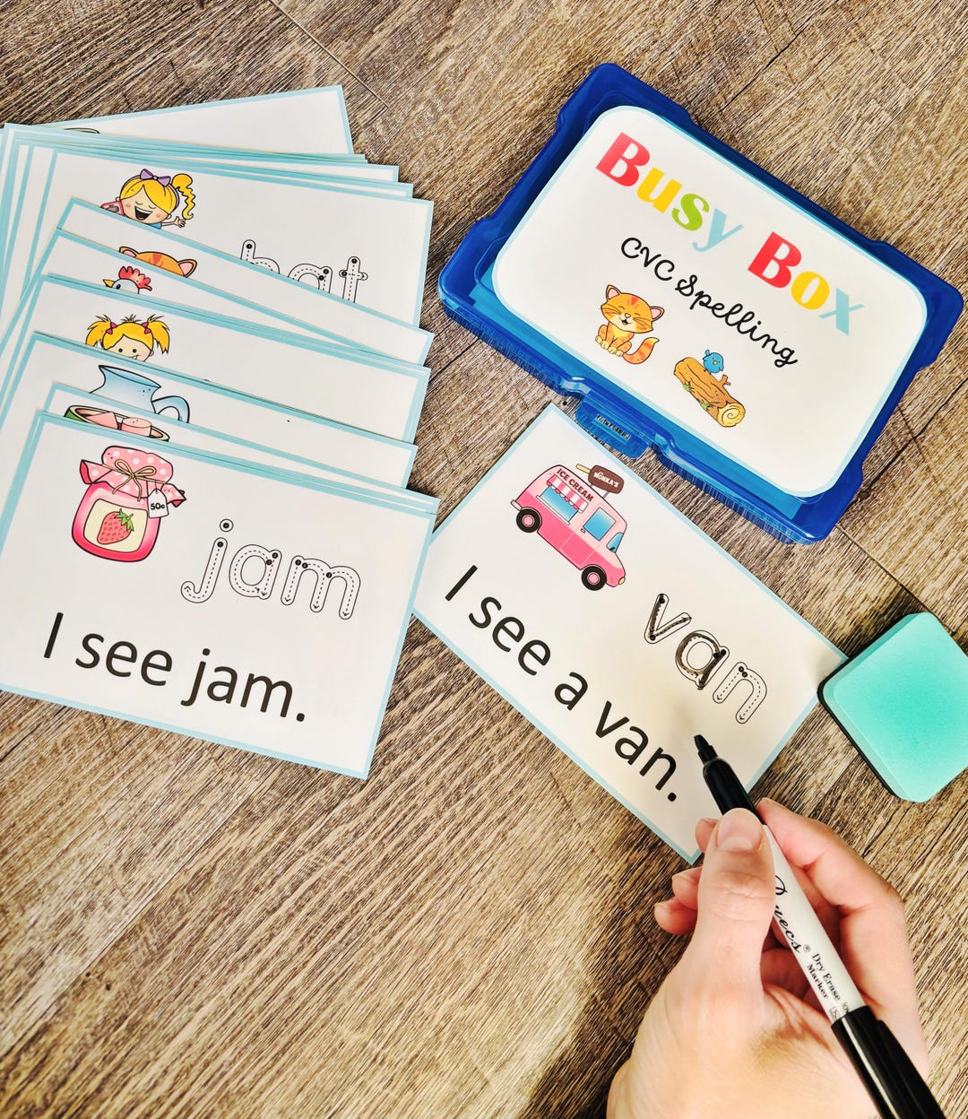 CVC Word Busy Box, Kindergarten Phonics Reading Activity, Homeschool ...
