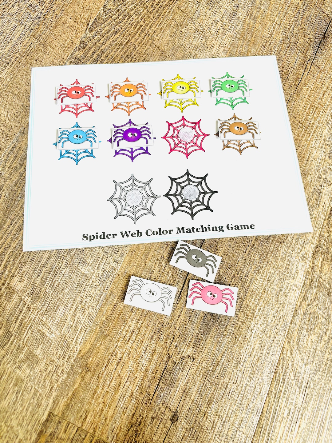 Preschool Spider Color Matching Game - Etsy